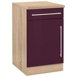 KOCHSTATION Unterschrank &raquo;KS-Samos&laquo; 50 cm breit lila eichefarben sonoma, B/H/T: 50cm x 85cm x 60cm, T&uuml;ren: 1 Stk.