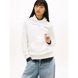 Tommy Jeans Damen Kapuzensweatshirt &raquo;TJW REG LINEAR HOODIE&laquo;, mit Logoschriftzug beige S (36)