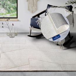 Villeroy & Boch Wollteppich &raquo;Ursule&laquo; rechteckig 10 mm H&ouml;he L&auml;ufer, handgewebt, Wolle, Natur, Wohnzimmer, Geometrie, Boho beige Wolle B : 190cm 1 Stk., 10mm, L: 280cm