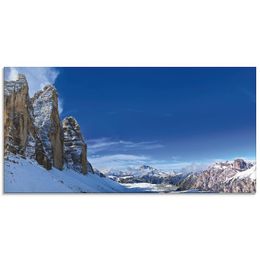 Artland Glasbild &raquo;Drei Zinnen Umrundung in den Dolomiten&laquo; Himmel 1 Stk. tlg. in verschiedenen Gr&ouml;&szlig;en blau B/H/T: 100cm x 50cm, Glasbild Himmel Querformat, 1 