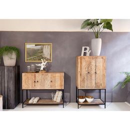 GUTMANN FACTORY Sideboard Stauraumschrank, Breite 120 cm beige Massivholz B/H/T: 120cm x 120cm x 37cm, Mango, 3 Stk.