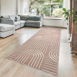 Teppich OTTO HOME, B:67cm H:8mm L:230cm, beige, Kunstfaser, Wohnzimmer, Teppiche, "Lysandra", 3D-Effekt, softer Kurzflor, pflegeleicht, leichter