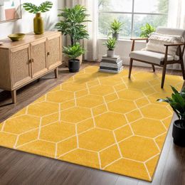 Sanat Teppich &raquo;Trellis, auch als L&auml;ufer und Rund&laquo; rechteckig 10 mm H&ouml;he Kurzflor, skandi, boho, gro&szlig;e Farbauswahl, alle R&auml;ume Kunstfaser B : 120cm 1 Stk., 