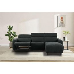 OTTO home Ecksofa &raquo;SKAANE Struktur, L-Form, 274 cm, manuelle/elektrische Relaxfunktion,&laquo; rundes Design, Kopfteilverstellung, Federkernpolsterung grau 