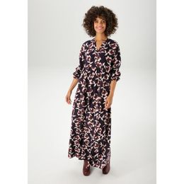 Aniston Casual Damen Aniston CASUAL Maxikleid mit grafischen Blumen bedruckt- jedes Teil ein Unikat blau 38, N-Gr