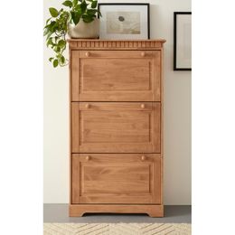 OTTO home Schuhschrank &raquo;Lisa&laquo; mit 3 Klappen, H&ouml;he 134 cm, Breite 75 cm beige FSC -zertifizierter Holzwerkstoff, Massivholz B/H/T: 75cm x 134cm x 25cm