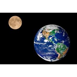 papermoon Fototapete &raquo;Earth and Moon&laquo; glatt bunt Vlies B/L: 2,5m x 1,86m, Bahnen: 5 Stk.
