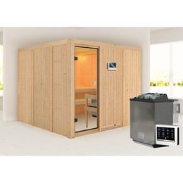 Karibu Sauna &raquo;Arvika&laquo; mit integrierter Mineralwolld&auml;mmung Bio-Kombiofen, (ohne Ofen)