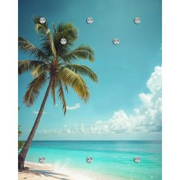 queence Garderobenpaneel &raquo;Wandgarderobe mit Motiv Foto Palme am Meer inkl. Edelstahlhaken&laquo; 1 Stk. tlg. HD Premium Druck auf Acrylglas Acrylglas, 
