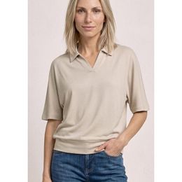 Street One Damen Street One Poloshirt Sommershirt mit breitem elastischem Bund beige 42