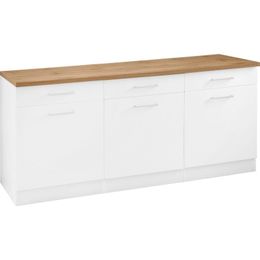 KOCHSTATION Unterschrank &raquo;KS-Kehl&laquo; Breite 180 cm wei&szlig; MDF wei&szlig;, B/H/T: 180cm x 85cm x 60cm, Schubladen: 3 Stk. T&uuml;ren: 3 Stk.