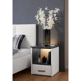 Westfalia Schlafkomfort Nachtkonsole &raquo;Brilon&laquo; wahlweise mit indirekter LED-Beleuchtung schwarz-wei&szlig; Holzwerkstoff B/H/T: 45cm x 53cm x 45cm, Mit LED-Beleuchtung, 1 Stk.