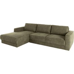 OTTO home Ecksofa &raquo;Hobro L-Form&laquo; in 3 Bezugsqualit&auml;ten in vielen Farben gr&uuml;n Luxus-Microfaser Lederoptik (100% Polyester);Struktur grob (100% 
