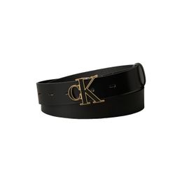 Calvin Klein Damen Lederg&uuml;rtel &raquo;ROUND CK BUCKLE 30MM BELT INLAY&laquo; Gr&ouml;&szlig;enverstellbar mit Metallschlie&szlig;e schwarz 115