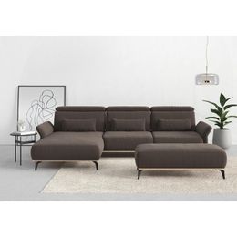 Home Affaire Ecksofa &raquo;Fjord L-Form&laquo; massiv, wahlweise mit Armlehnfunktion, Kopf- Sitztiefenverstellung braun 100% Polyester B/H/T: 324cm x 93cm x 