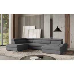 Sit & More sit&more Wohnlandschaft &raquo;U-Form&laquo; mit verstellbaren Kopfteilen, wahlweise mit Schlaffunktion grau 90% Polyester, 10% Polyamid B/H/T: 345cm x 79cm x 