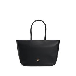 Tommy Hilfiger Damen Tragetasche &raquo;TH LOGOTAPE TOTE&laquo; Damen Shopper, Handtasche mit goldfarbenem TH-Detail schwarz B/H/T: 43cm x 28cm x 14cm