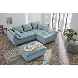 Jockenh&ouml;fer Ecksofa &raquo;Genua L-Form, B: 250 cm&laquo; mit 2 Zierkissen blau Korpus: 100% Polyester;Zierkissen: 100% Polyester B/H/T: 250cm x 92cm x 179cm, Microfaser 