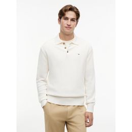 Tommy Jeans Herren Polokragenpullover &raquo;TJM SLIM ESSENTIAL POLO SWEATER&laquo; mit Logostickerei wei&szlig; L