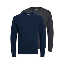Jack & Jones Jack & Jones Herren Rundhalspullover &raquo;JJEBASIC KNIT CREW NECK 2PK MP&laquo; Packung, 2 Baumwolle, regular fit blau XS