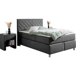 Home Affaire Boxspringbett &raquo;Bernard, in verschiedenen Breiten&laquo; inkl. Topper, Matratze in H2, H3 oder H4 erh&auml;ltlich grau Microfaser, Liegefl&auml;che B/L: 