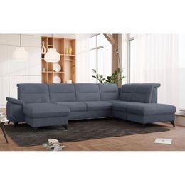 Sit & More sit&more Wohnlandschaft &raquo;Astoria U-Form&laquo; wahlweise mit motorischer Relaxfunktion grau 100% Polyester B/H/T: 329cm x 91cm x 225cm, Flachgewebe, 