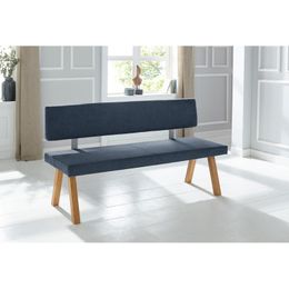 OTTO home Bank &raquo;Mobilar Rio&laquo; mit R&uuml;ckenlehne und aus Massivholz grau Polyester B/H/T: 180cm x 89cm x 53cm, Struktur fein, Bank 180cm,mit R&uuml;ckenlehne