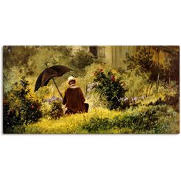 Artland Leinwandbild &raquo;Der Maler im Garten&laquo; Mann 1 Stk. tlg. auf Holzrahmen gespannt gelb Leinwand B/H/T: 40cm x 20cm, Leinwandbild Mann Querformat, 1 Stk.