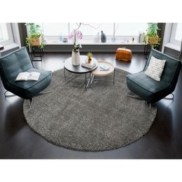 OCI DIE TEPPICHMARKE Hochflor-Teppich &raquo;MONTIS&laquo; rund 45 mm H&ouml;he uni, Langflor, Shaggy, auch in rund, quadratisch und L&auml;ufer erh&auml;ltlich grau 