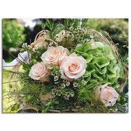 Artland Wandbild &raquo;Blumenstrauss&laquo; Blumen 1 Stk. tlg. als Leinwandbild, Poster in verschied. Gr&ouml;&szlig;en pink B/H/T: 60cm x 45cm, Leinwandbild Blumen Querformat, 1 