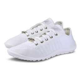 Leguano Damen Barfu&szlig;schuh &raquo;GO&laquo; mit praktischer Schn&uuml;rung, Freizeitschuh, Halbschuh, Schn&uuml;rschuh wei&szlig; 42