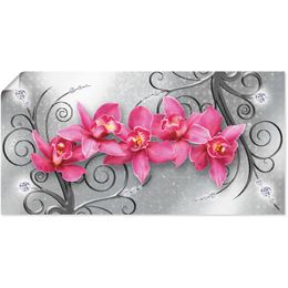 Artland Wandbild &raquo;rosa Orchideen auf Ornamenten&laquo; Blumenbilder 1 Stk. tlg. als Alubild, Leinwandbild, Poster in verschied. Gr&ouml;&szlig;en pink B/H/T: 60cm x 30cm, 