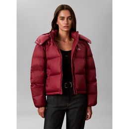 Calvin Klein Jeans Damen Steppjacke mit Kapuze abnehmbare Kapuze, Regular Fit, kurze Form, wattiert rot XL