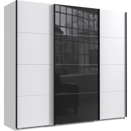 wimex Schwebet&uuml;renschrank &raquo;Norderstedt&laquo; INKLUSIVE 2 Stoffboxen und 2 zus&auml;tzliche Einlegeb&ouml;den, mit Glast&uuml;r wei&szlig; Holzwerkstoff Wei&szlig;, B/H/T: 225cm x 210cm x 