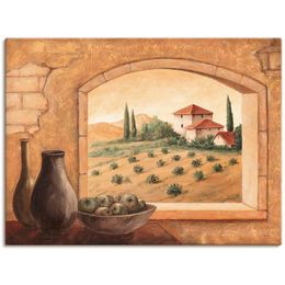 Artland Leinwandbild &raquo;Toskana&laquo; Fensterblick 1 Stk. tlg. auf Holzrahmen gespannt beige B/H/T: 80cm x 60cm, Leinwandbild Fensterblick, 1 Stk.