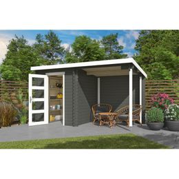 Nordic Holz Gartenhaus &raquo;Jelle Plus&laquo; gr&uuml;n Massivholz ohne Fu&szlig;boden, R&uuml;ckwand, ohne Dacheindeckung