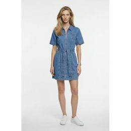 Calvin Klein Jeans Damen Jeanskleid &raquo;BELTED SHIRT DRESS RADIO BLUES&laquo; Ohne Tasche Regular fit mit G&uuml;rtel blau L, N-Gr