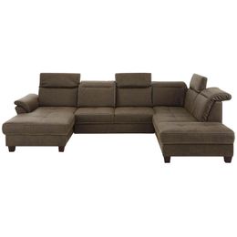 OTTO home Wohnlandschaft &raquo;Solvei U-Form&laquo; Sitztiefenverstellung und Federkern, wahlweise Kopfteilverstellung gr&uuml;n Struktur (100% Polyester);Luxus-