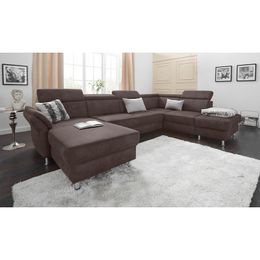 Sit & More sit&more Wohnlandschaft &raquo;Avignon U-Form&laquo; optional Schlaffunktion & Stauraum, inklusive Kopfteilverstellung braun Flachgewebe (90% Polyester, 10% 