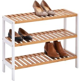 zeller Schuhregal n&uuml;tzliche und modernes Schuhregal wei&szlig; Bambus B/H/T: 70cm x 54cm x 26cm