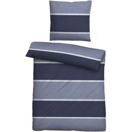 Biberna Bettw&auml;sche &raquo;Jonas&laquo; 2 Stk. kuschelig warm, weich, pflegeleicht, 100% Baumwolle, made in Germany blau Flanell, Obermaterial: 100% Baumwolle B/L: 135cm x