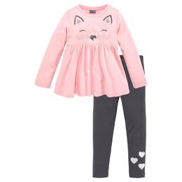 Kidsworld M&auml;dchen Kidsworld Langarmshirt & Leggings &raquo;2tlg. Set Shirt + Leggings mit sch&ouml;ner Paillettenapplikation&laquo; Set, 2, 2 Stk. S&uuml;&szlig;es Outfit f&uuml;r 