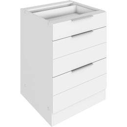 KOCHSTATION Auszugsunterschrank &raquo;KS-Luhe&laquo; 60 cm breit, hochwertige MDF-Fronten mit waagerechter Lisene wei&szlig; MDF wei&szlig;, B/H/T: 60cm x 82cm x 60cm, 