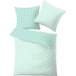 Kleine Wolke Bettw&auml;sche &raquo;Sina&laquo; 2 Stk. mit modernem Blattmuster gr&uuml;n Mako-Satin, Obermaterial: 100% Baumwolle B/L: 155cm x 200cm, 1 Stk., 1 Stk., Mako-Satin, B/L: 