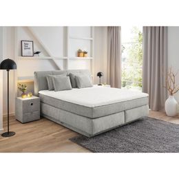 Jockenh&ouml;fer Boxspringbett &raquo;"Carla", wahlweise mit oder ohne Bettkasten&laquo; inkl. 4 Kissen, erh&auml;ltlich in den Breiten 160 & 180cm grau Topper: 100% Polyurethan, Bezug