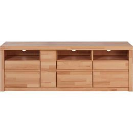 OTTO home Lowboard &raquo;Silkeborg&laquo; Breite 160 cm beige Holz teilmassiv B/H/T: 160cm x 55cm x 35cm, Holzwerkstoff Kernbuchefarben (Korpus)/ Massivholz 