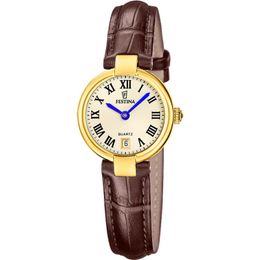 Festina Damen Quarzuhr &raquo;Mademoiselle&laquo; Armbanduhr, Damenuhr, Lederarmband, analog, Tag Einheitsgr&ouml;&szlig;e