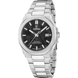 Festina Herren Quarzuhr &raquo;Classic Steel&laquo; Armbanduhr, Herrenuhr, Swiss Made, Edelstahlarmband, analog, Tag silber Einheitsgr&ouml;&szlig;e