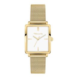 Tamaris Damen Quarzuhr &raquo;Square Meets Mesh&laquo; Armbanduhr, Damenuhr, Edelstahlarmband, analog gold Einheitsgr&ouml;&szlig;e