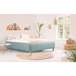 Home Affaire Polsterbett &raquo;Tarje&laquo; in 5 Breiten, auch in &Uuml;berl&auml;nge 220 cm, incl. Roll-Lattenrost blau Struktur fein (100% Polyester) Liegefl&auml;che L&auml;nge B